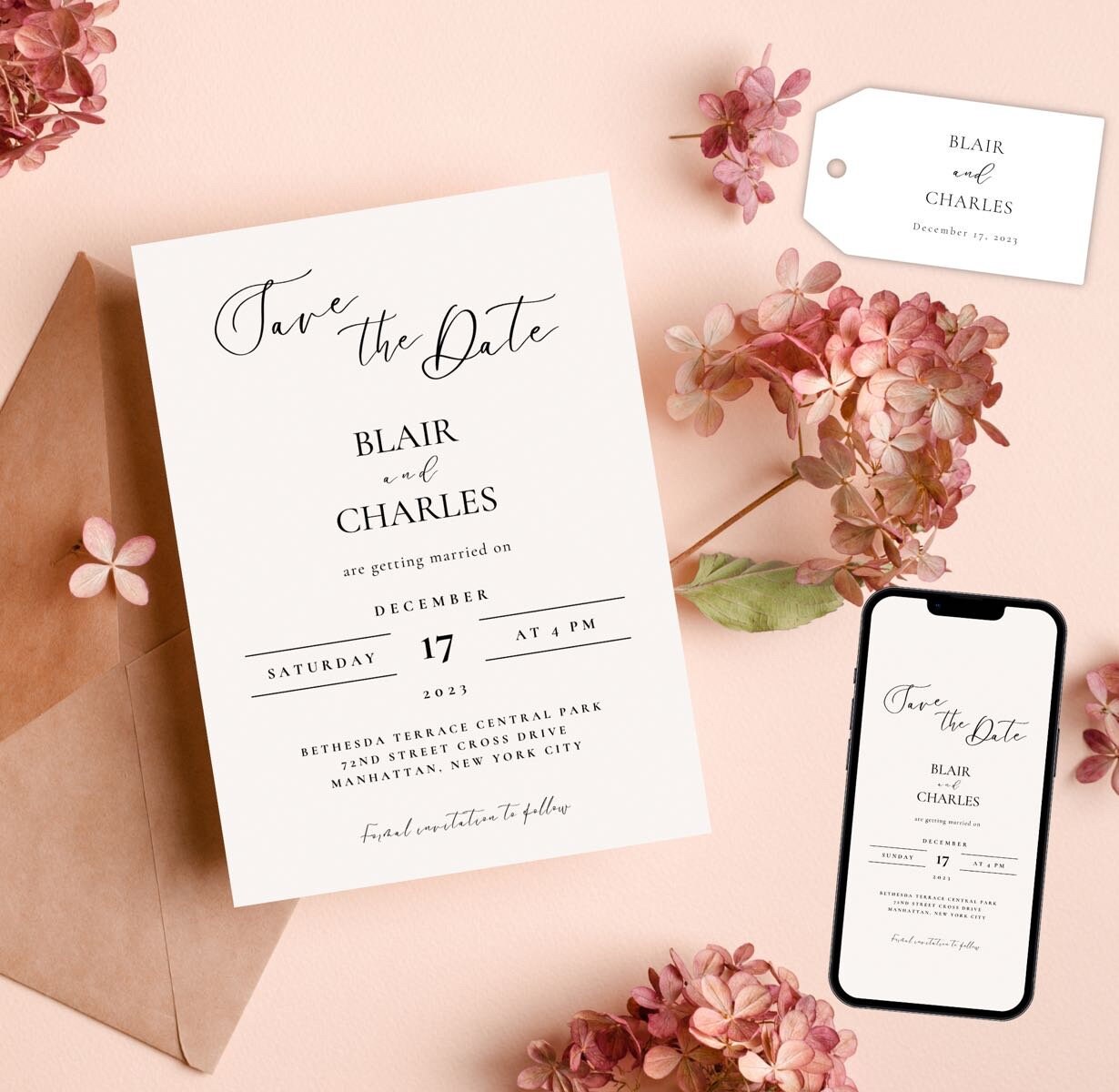 Editable Wedding Invitation Card Suite Template Canva, Digital ...