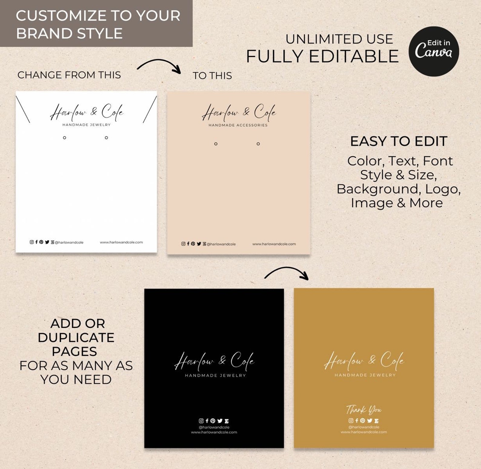 Necklace Display Card Template Set, Printable Necklace Cards Logo ...