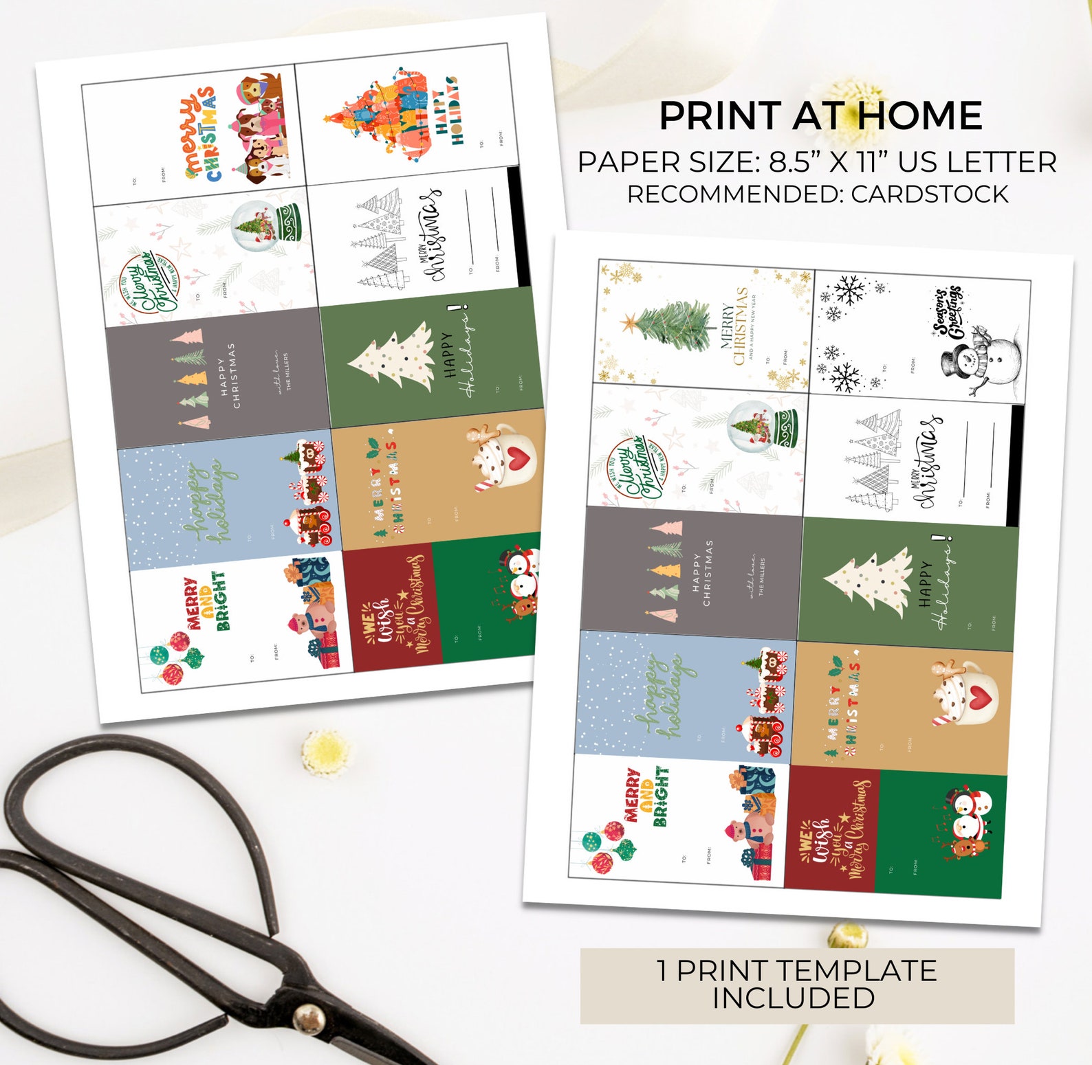 Christmas Gift Tags Template Editable Printable Holiday Gift - Etsy