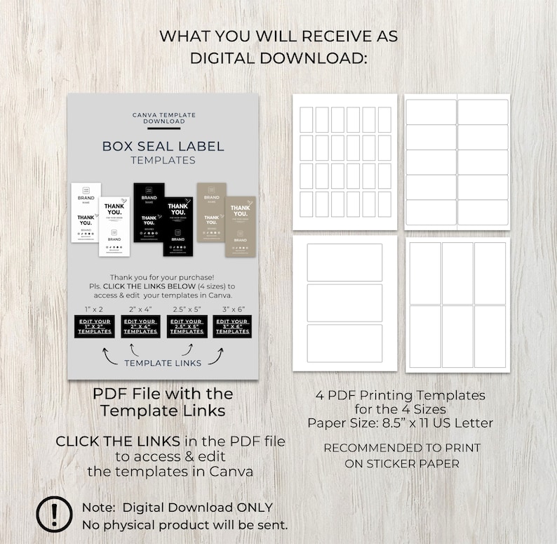 Editable Box Seal Labels Template Canva, Custom Mailer Box Label ...