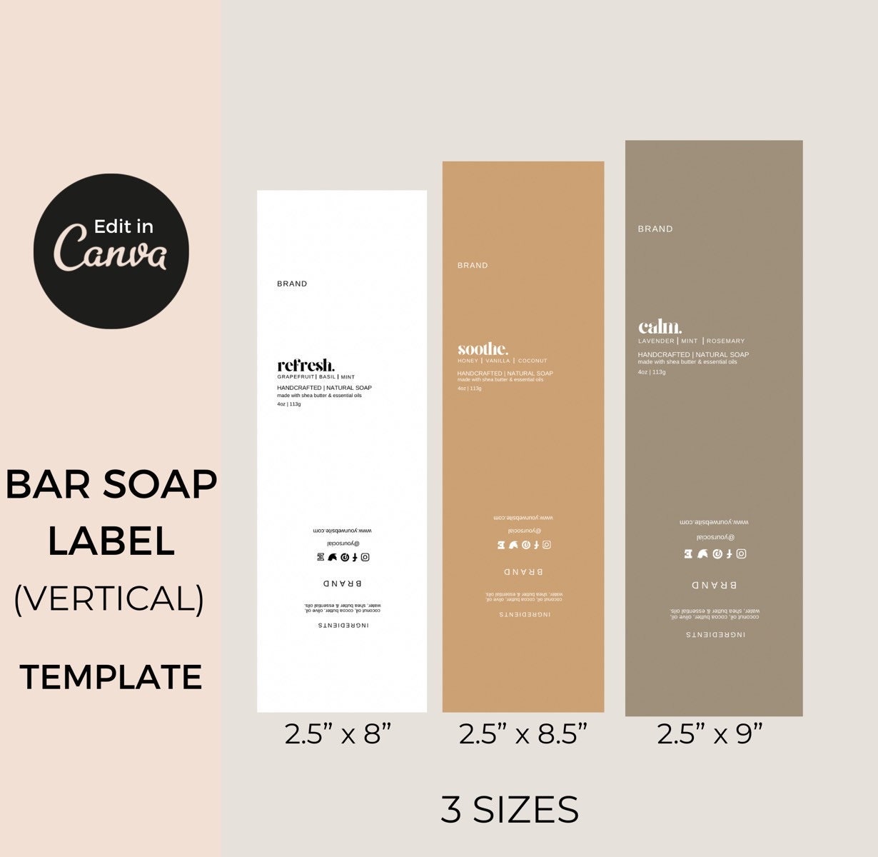 Modern Soap Label Template Editable Bar Soap Labels - Etsy