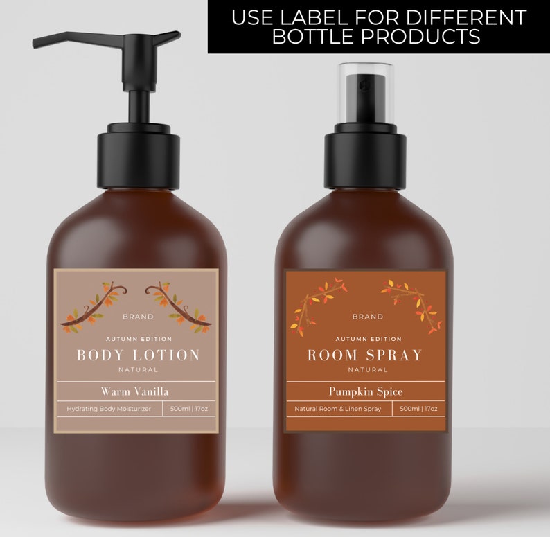 Autumn Hand Soap Bottle Labels Template Canva Editable, Printable Hand ...