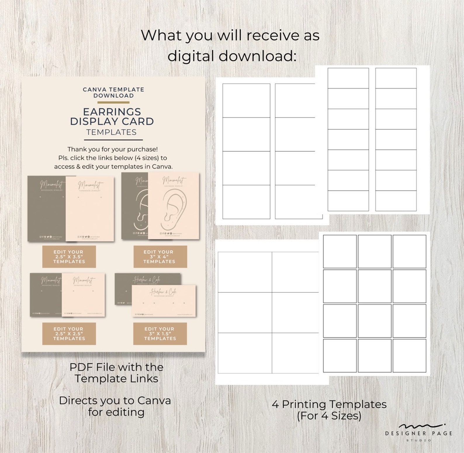 Editable Earrings Display Card Template Canva, Printable Earrings Label ...