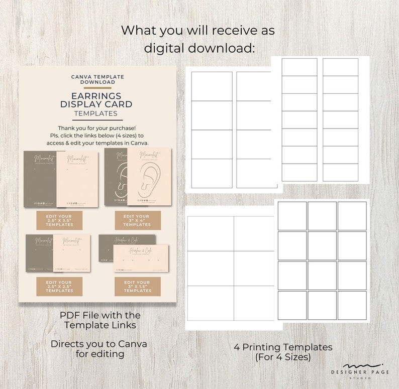Editable Earrings Display Card Template Canva, Printable Earrings Label ...