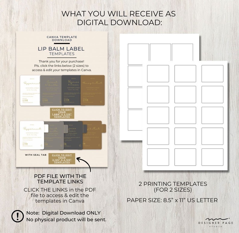 Lip Balm Label Template Canva, Printable Lipbalm Labels Stickers ...