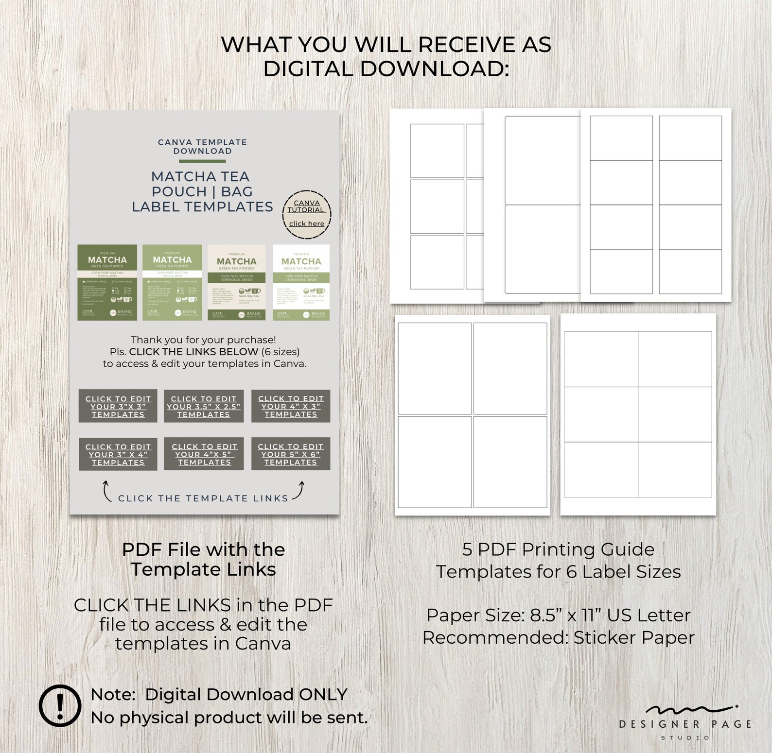 Matcha Tea Labels Template Editable Canva, Matcha Powder Tea Bag Label ...