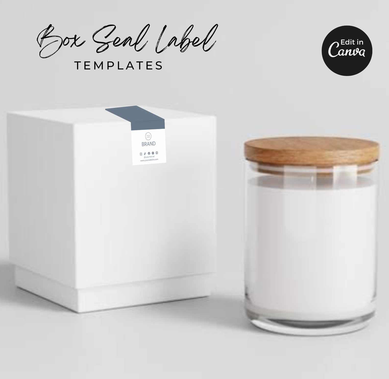 Editable Box Label Sticker Template Canva, Mailer Box Seal Labels ...