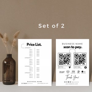 Price List Template Editable Canva, Printable Payment Sign Card, Price ...