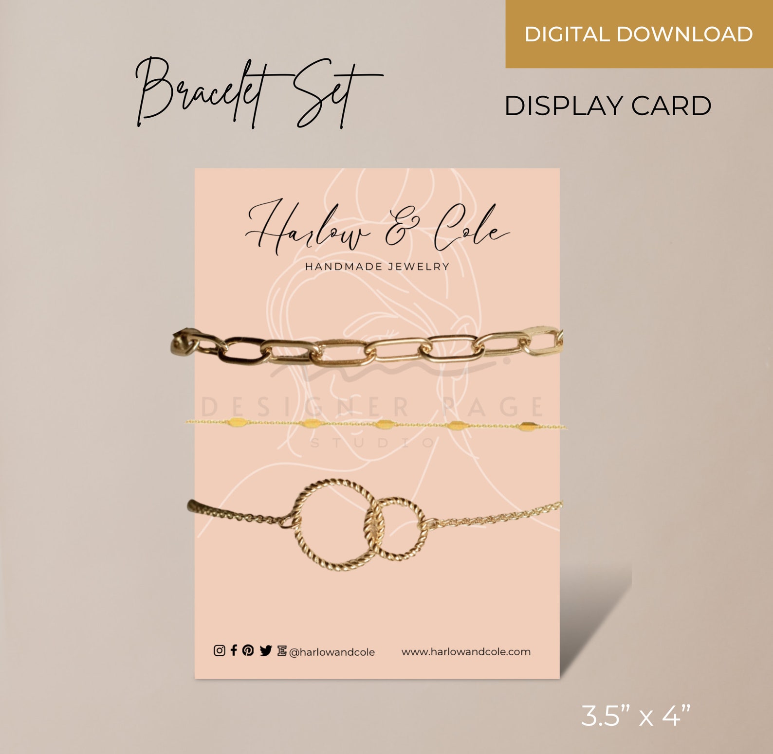 Editable Bracelet Display Card Template Canva, Printable Bracelet Label ...