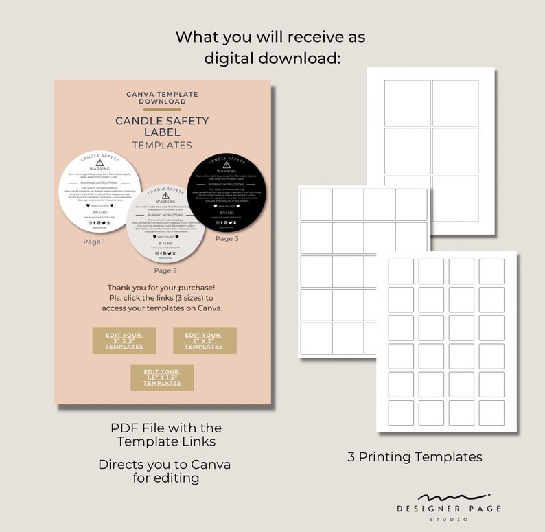 Candle Safety Label Template Editable, Printable Candle Warning Labels ...