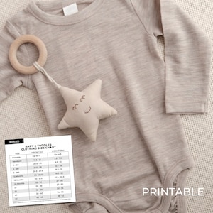 Editable Baby Toddler Clothes Size Chart Template Canva, Kids Clothing ...