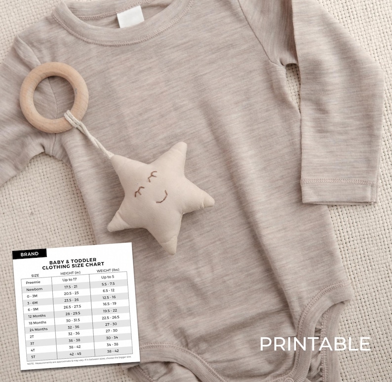 Editable Baby Toddler Clothes Size Chart Template Canva, Kids Clothing ...