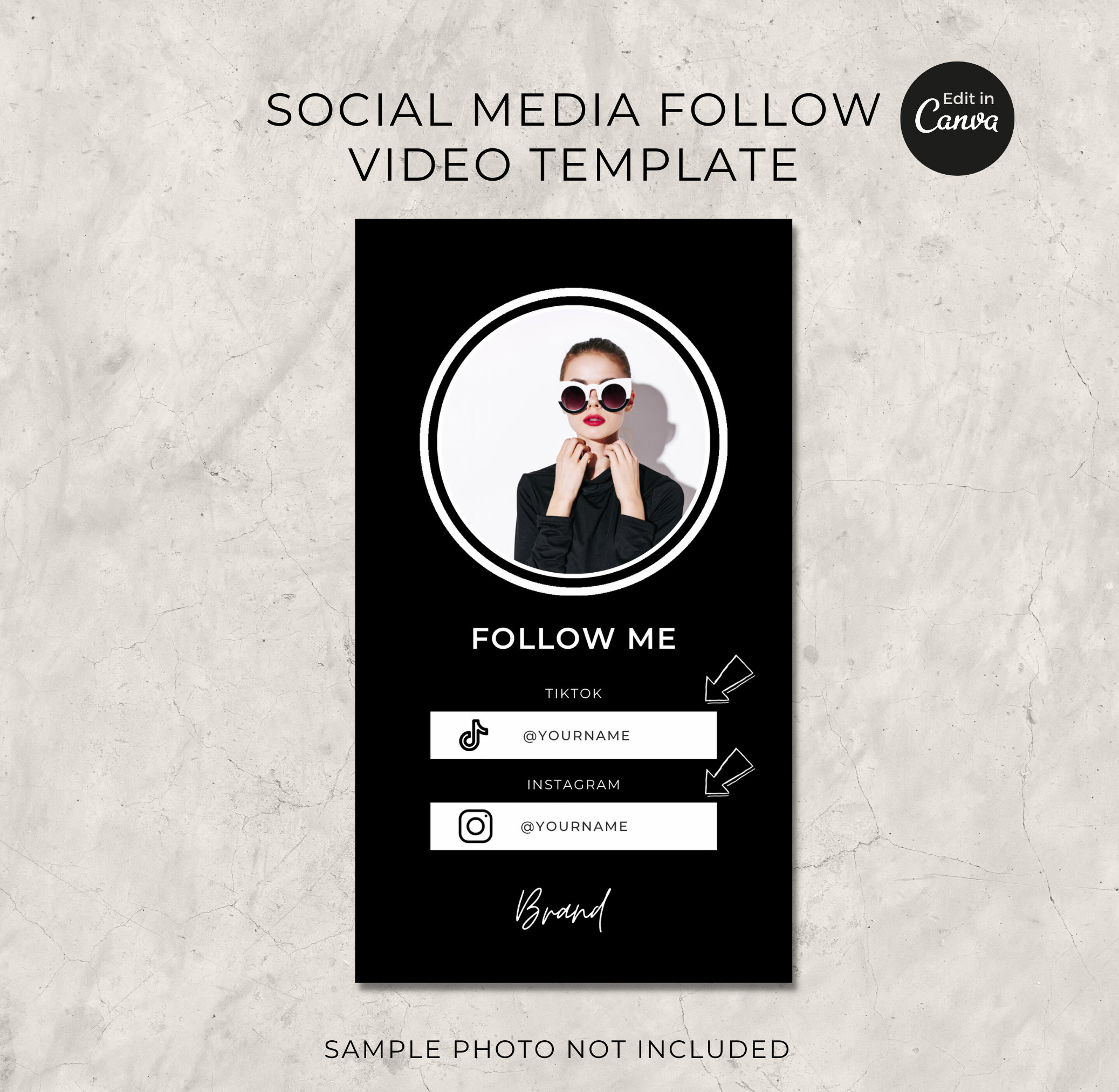 Follow Me on Tiktok Template Canva, Editable Tiktok Post Video ...
