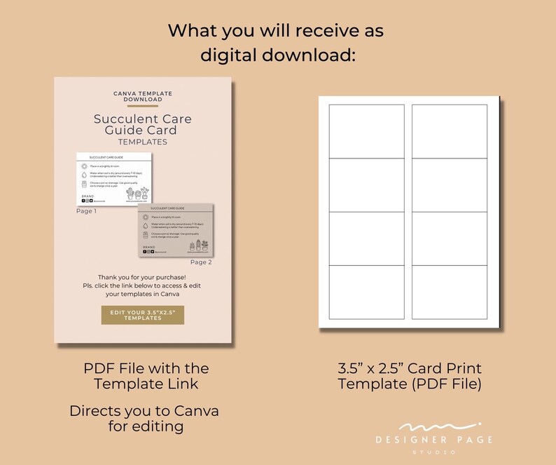 Editable Succulent Care Guide Template Canva, Printable Plants Care ...