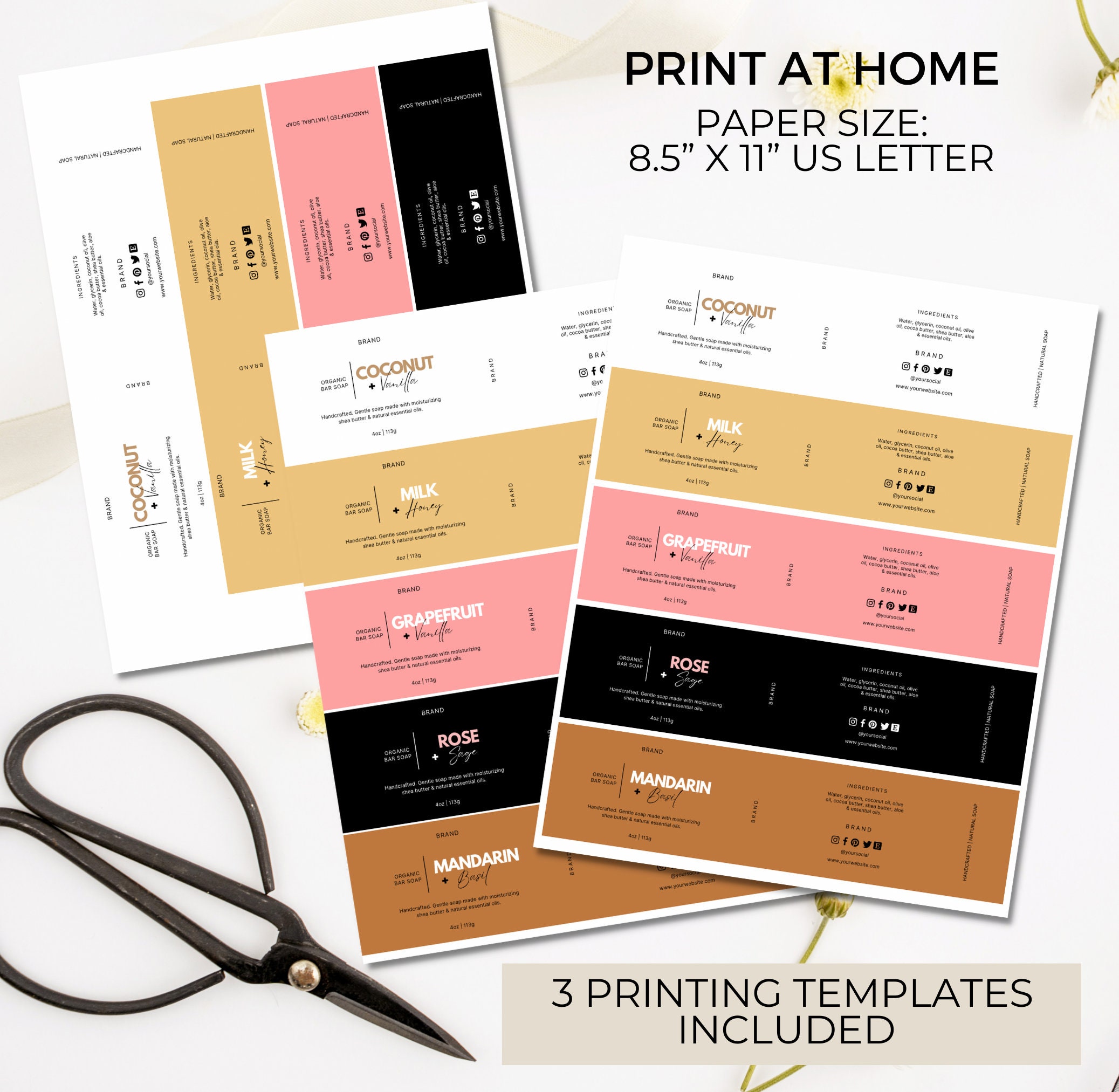 Bar Soap Labels Template Editable Soap Sleeves Label - Etsy