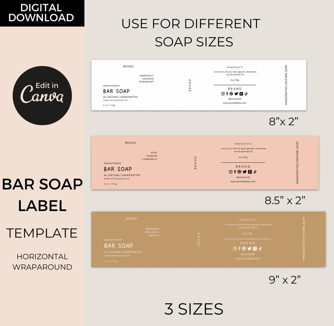 Editable Bar Soap Label Template Canva Soap Labels Printable - Etsy