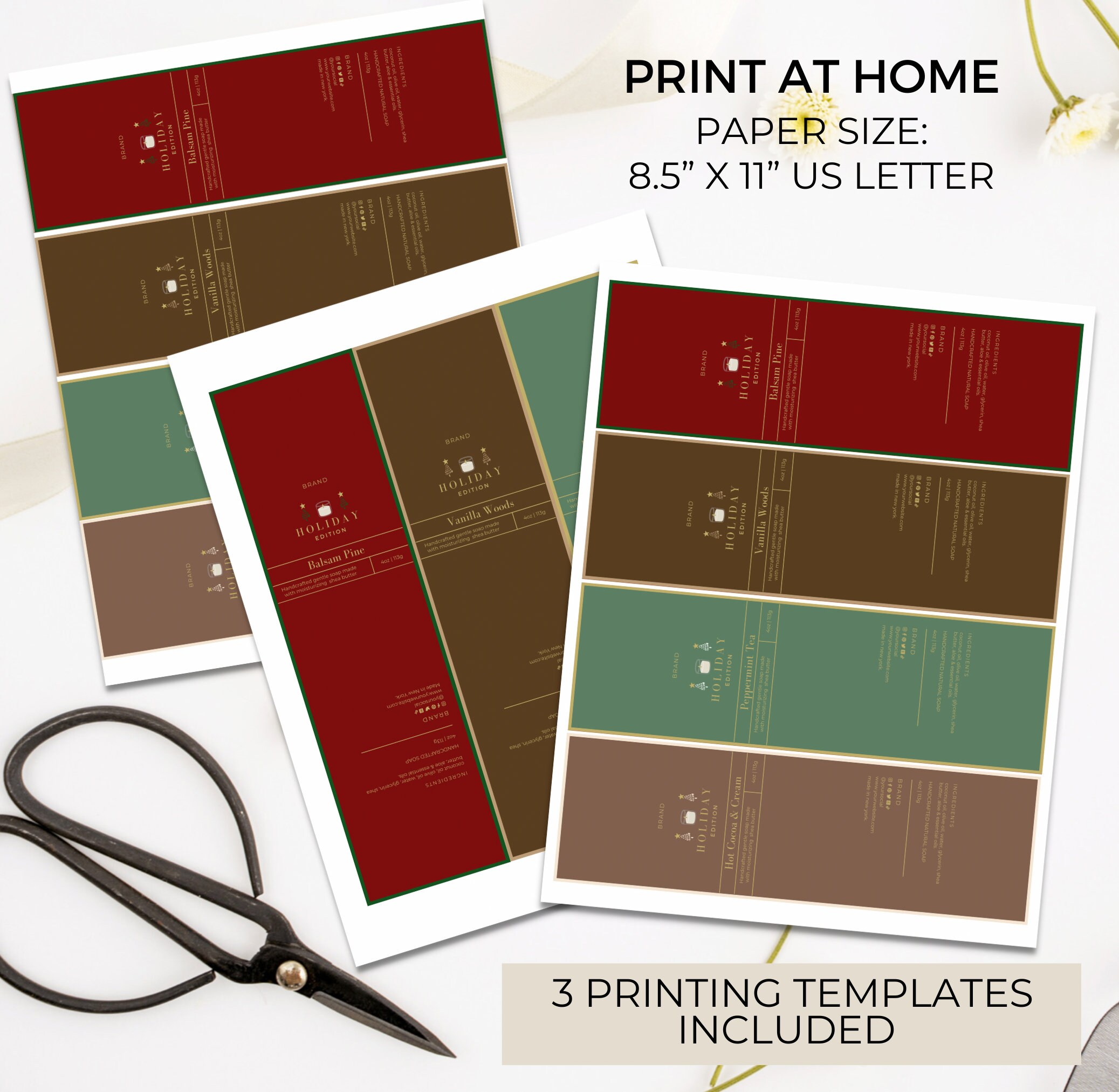 Christmas Soap Labels Template Editable Bar Soap Wrap Labels - Etsy