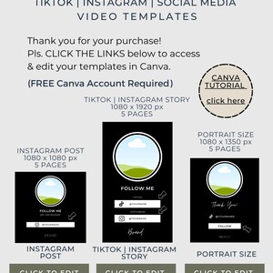 Follow Me on Tiktok Template Canva, Editable Tiktok Post Video ...