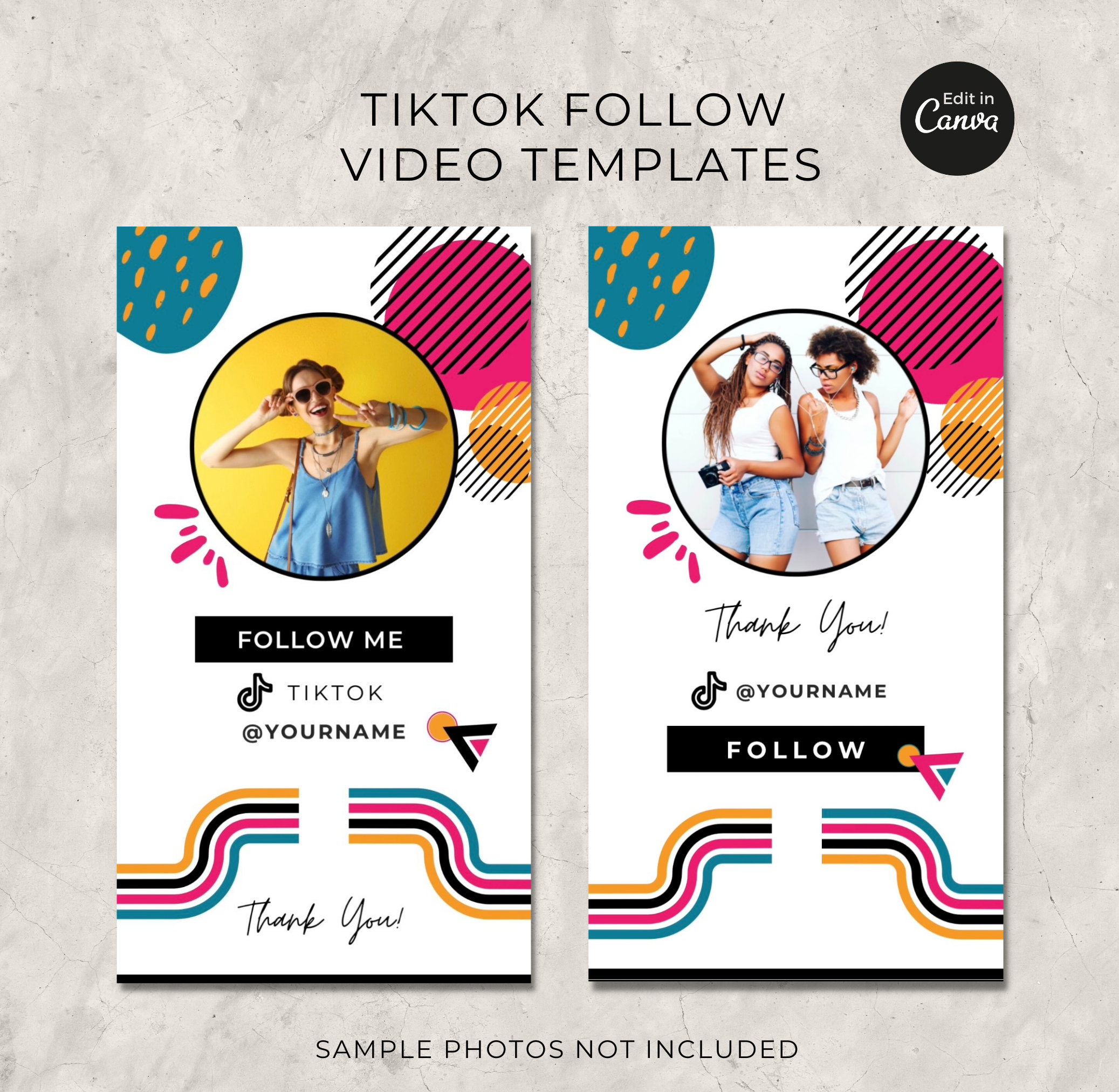 Follow Me on Tiktok Template Canva, Editable Tiktok Post Video ...