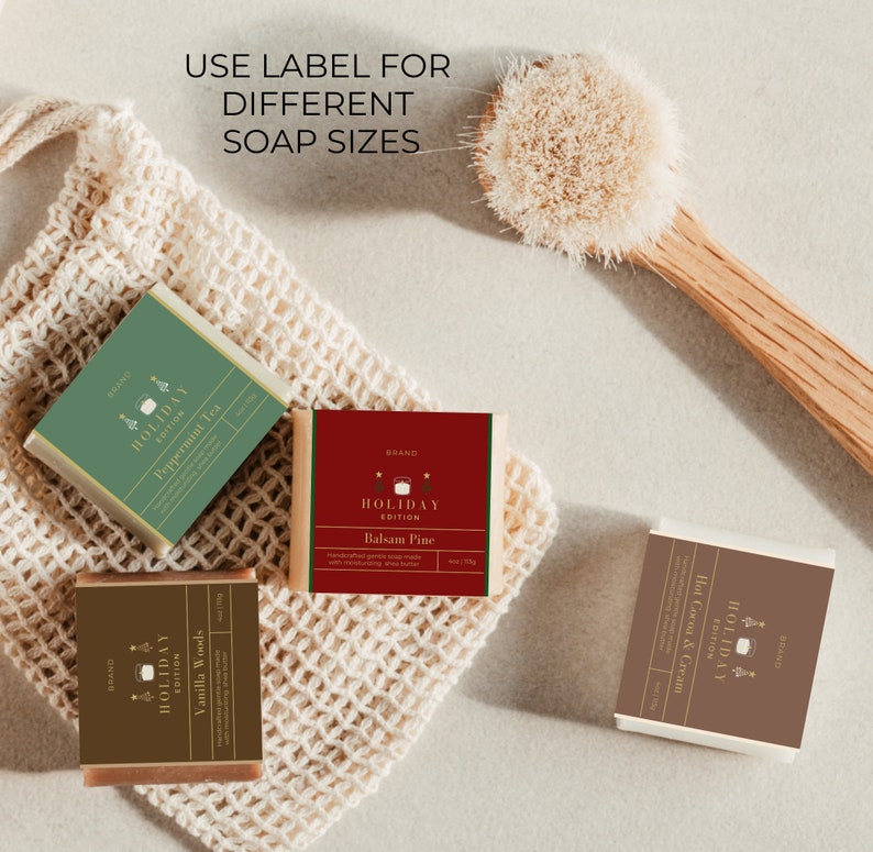 Christmas Soap Labels Template Editable Bar Soap Wrap Labels - Etsy
