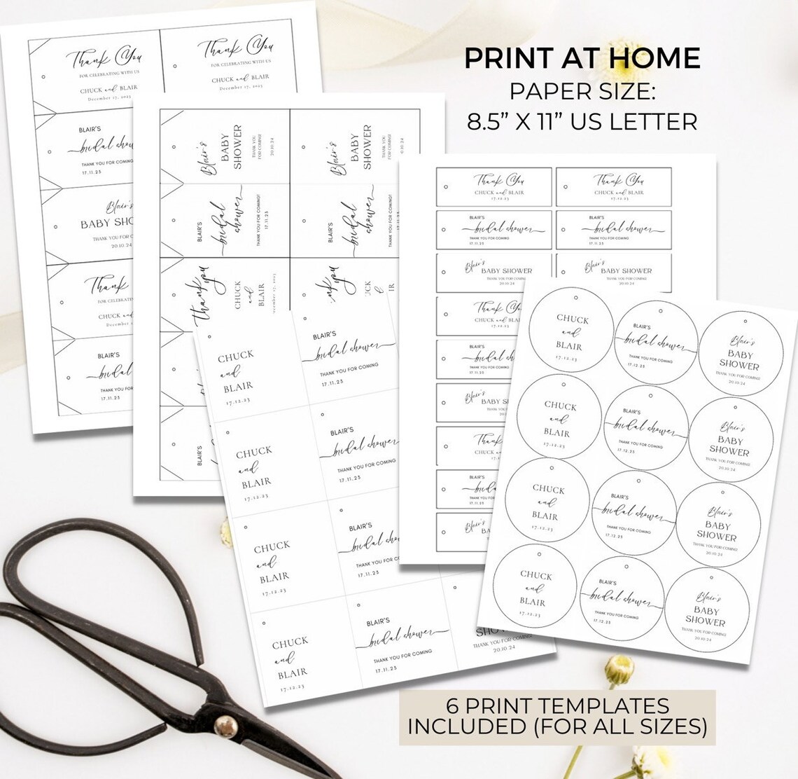 Editable Wedding Favor Tags Template Canva, Printable Gift Tags Set ...