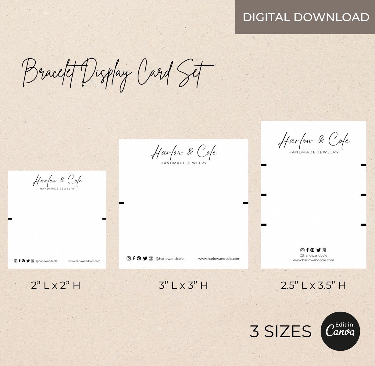 Bracelet Display Card Template Set Printable Bracelet Cards - Etsy UK