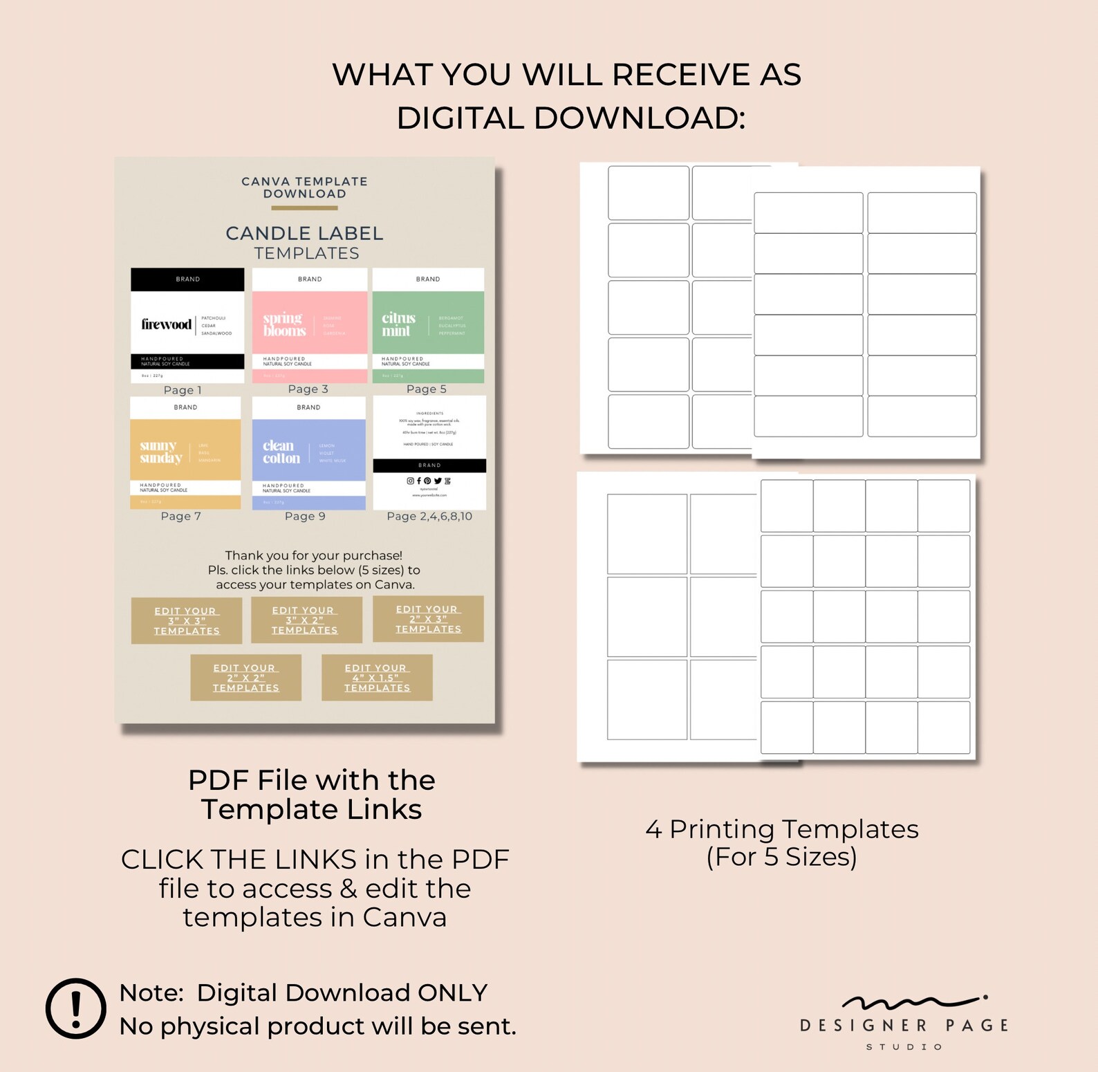 Modern Candle Label Template Canva, Candle Labels Printable, Editable ...
