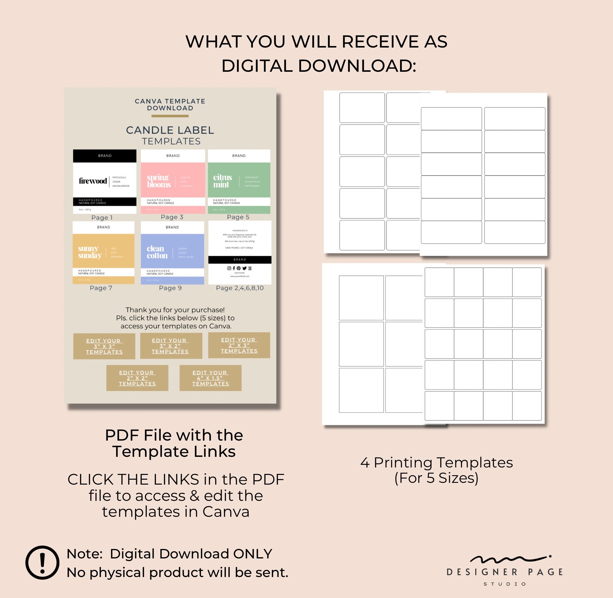 Modern Candle Label Template Canva, Candle Labels Printable, Editable ...