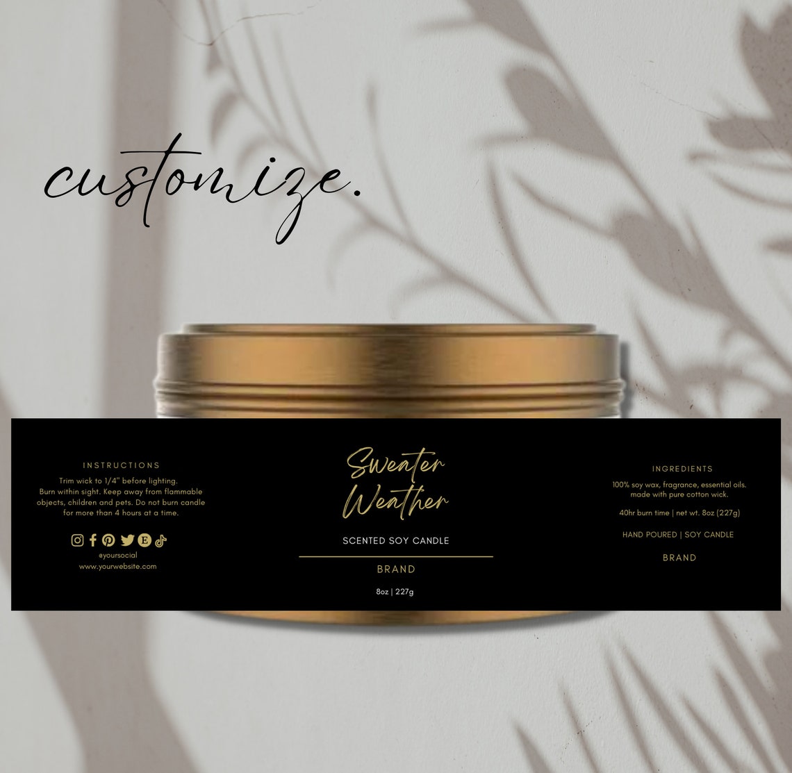 Editable Candle Tin Labels Template Canva Modern Candle Label - Etsy