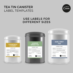 Modern Tea Tin Can Labels Template Editable Canva, Tea Canister Label ...