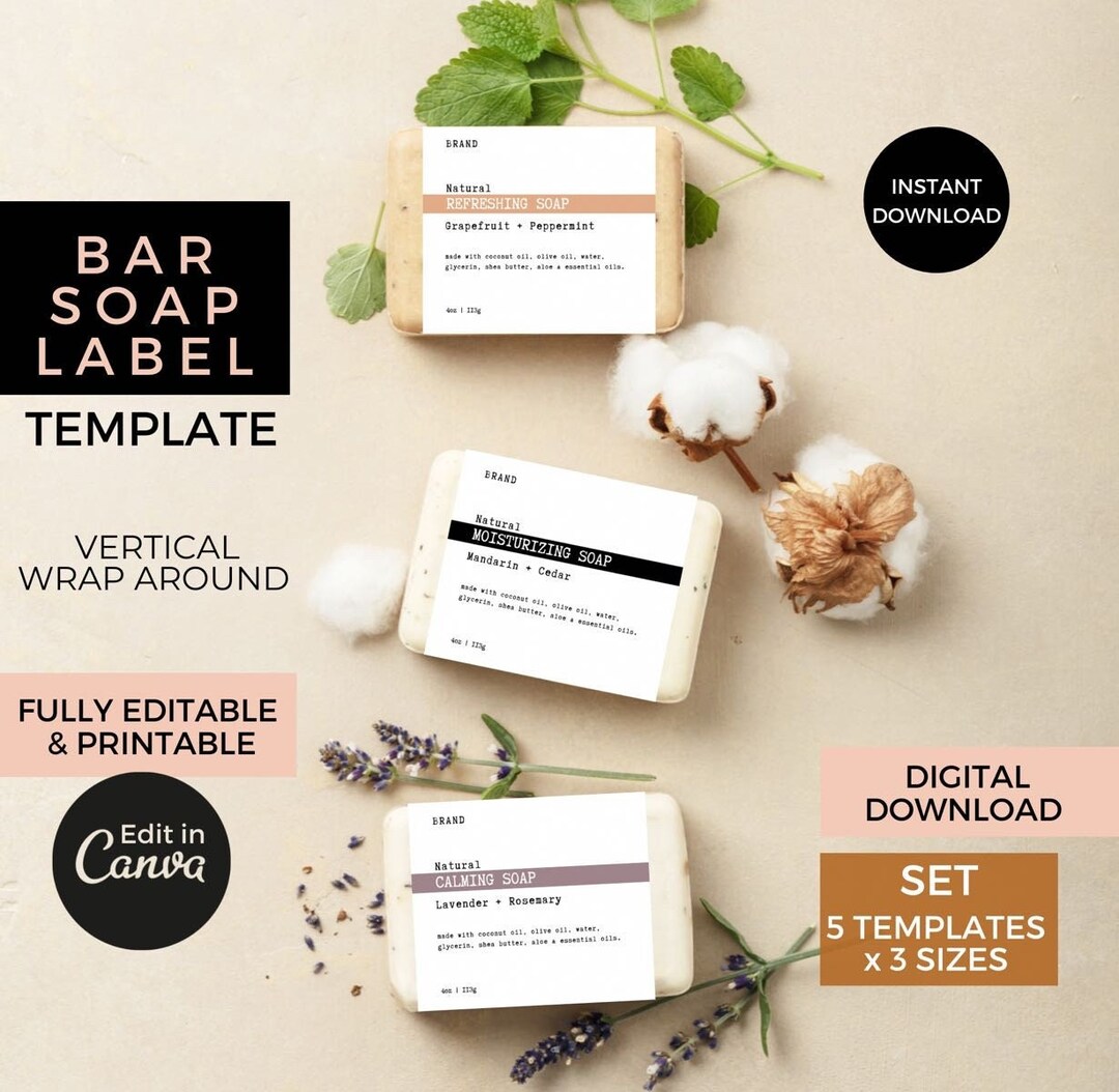 Editable Bar Soap Label Template Canva, Minimalist Soap Labels ...