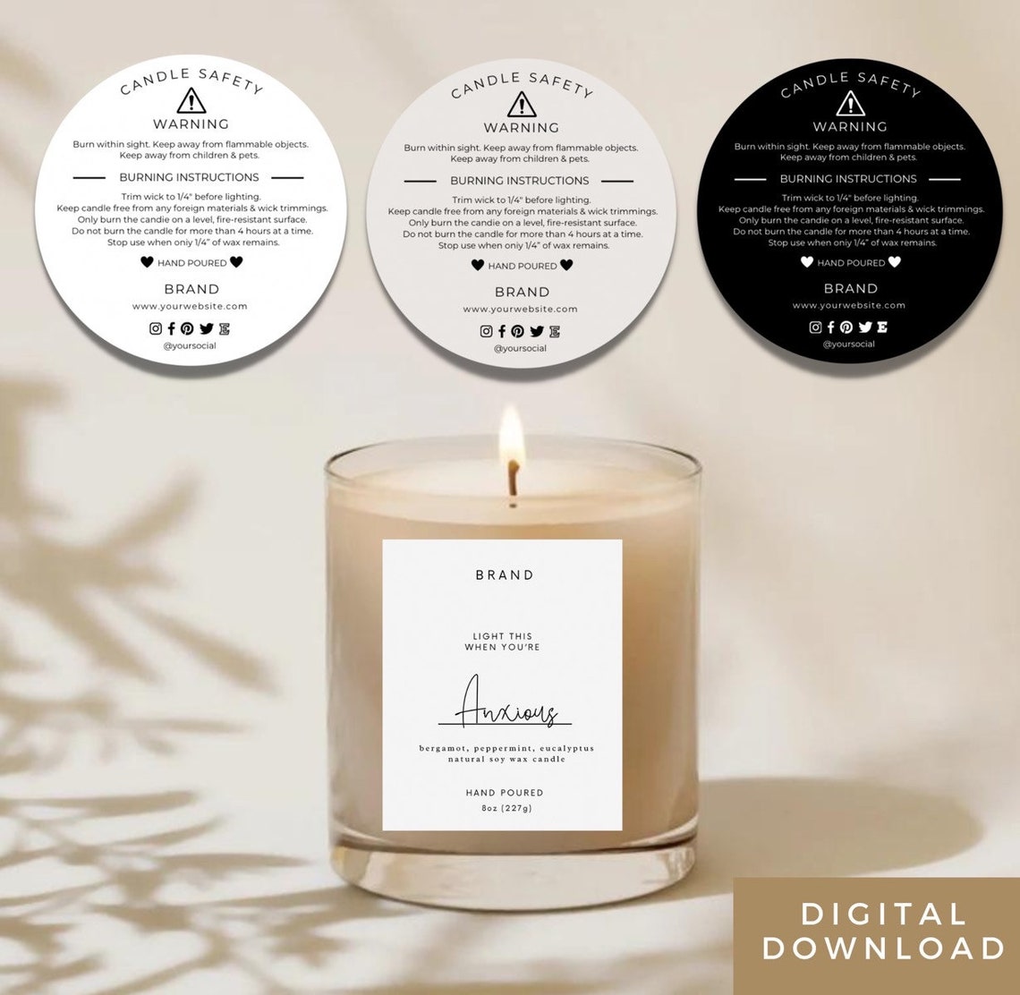 Candle Safety Label Template Editable Printable Candle - Etsy