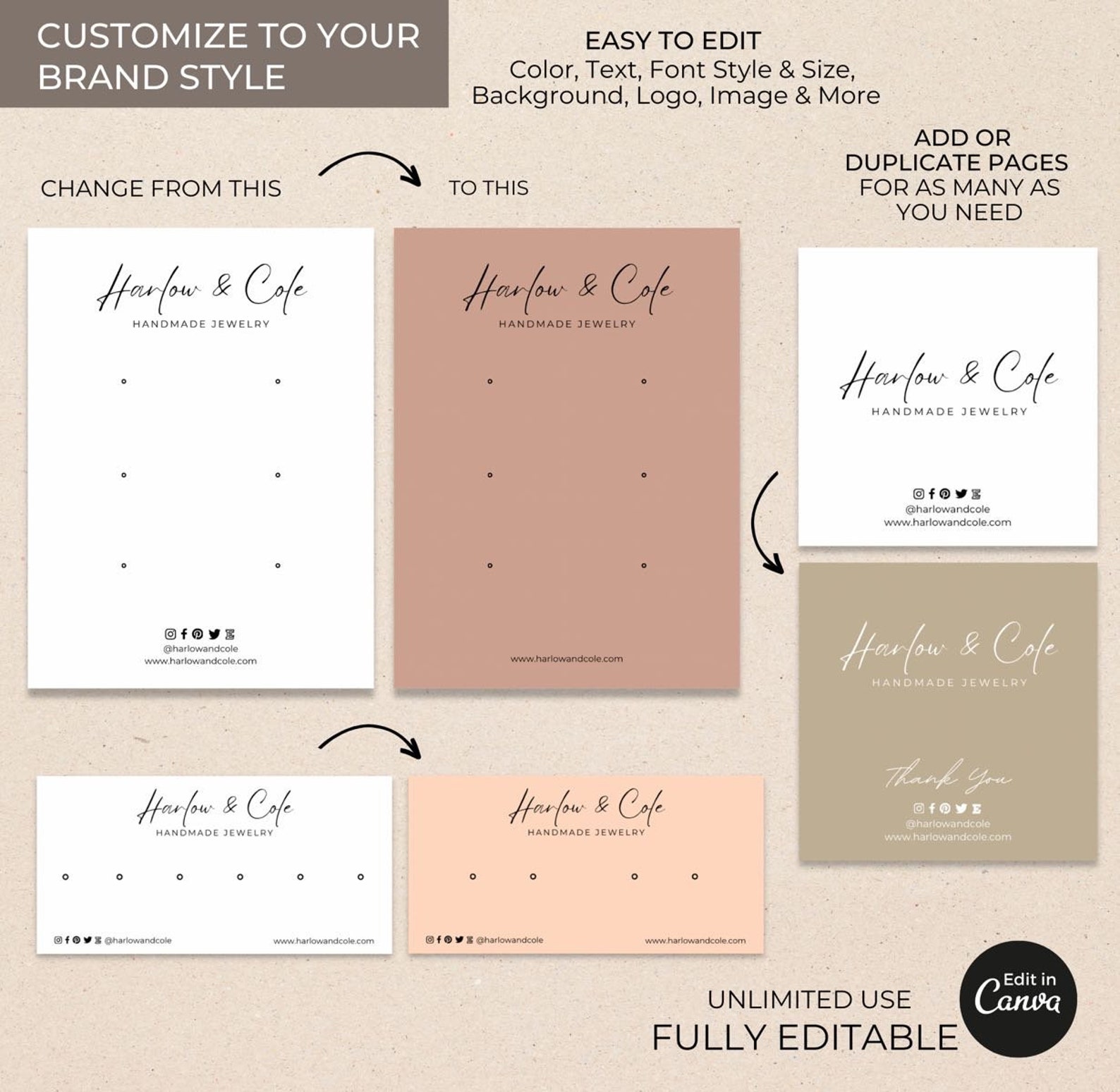 Editable Earrings Display Card Template Canva, Printable Earrings Label ...