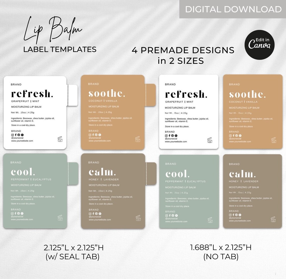 Editable Lipbalm Template Canva Printable Lip Balm Labels - Etsy