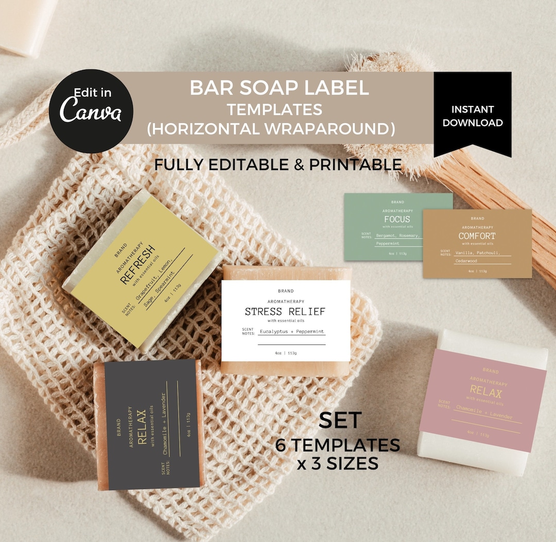 Bar Soap Labels Template Editable, Soap Labels Printable, Soap Wrap ...