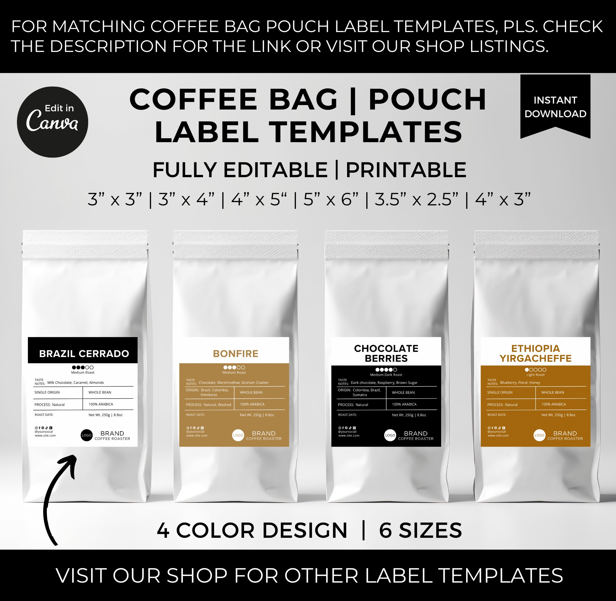 Editable Coffee Tin Can Labels Template Canva, Custom Coffee Labels ...