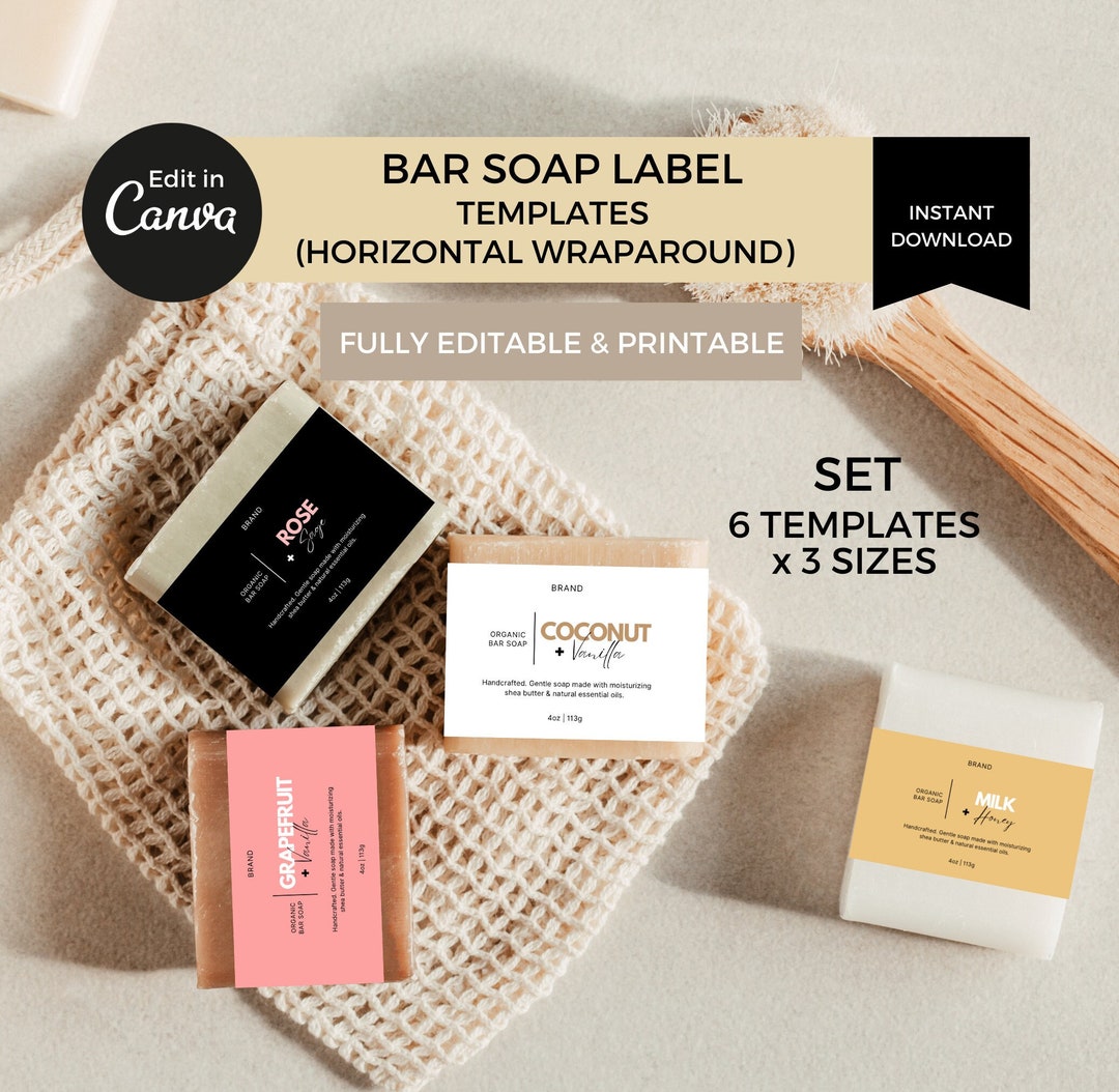 Bar Soap Labels Template Editable, Soap Sleeve Labels Printable, Soap ...
