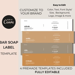 Bar Soap Label Template Canva Editable, Printable Bottle Labels, Modern ...