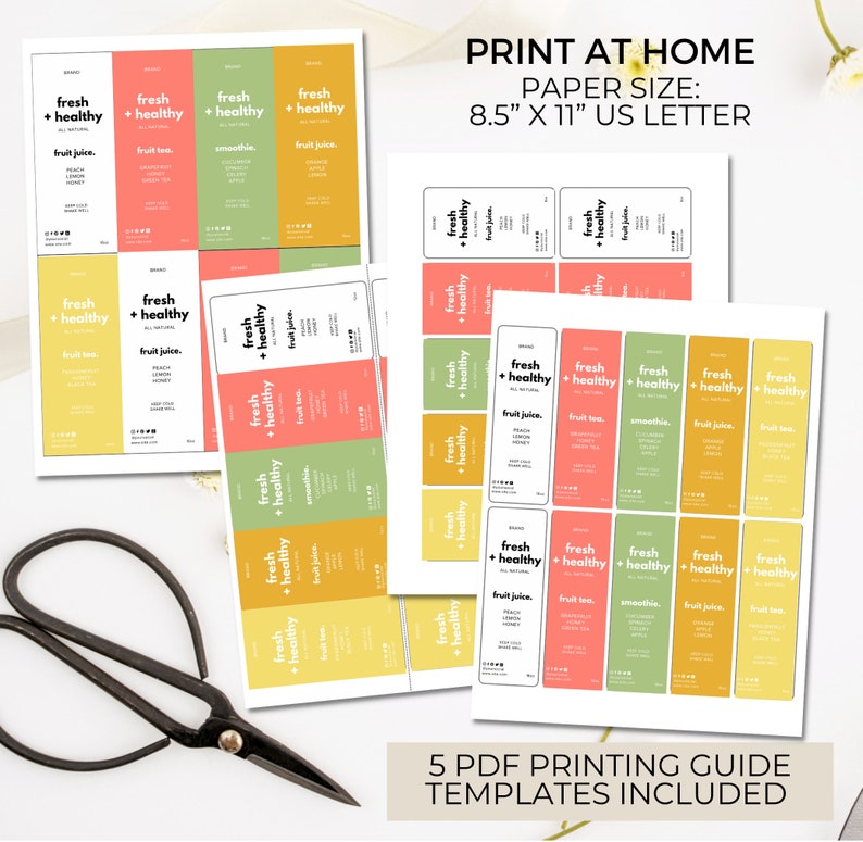 Editable Fruit Juice Bottle Labels Template Canva, Fresh Juice Label ...