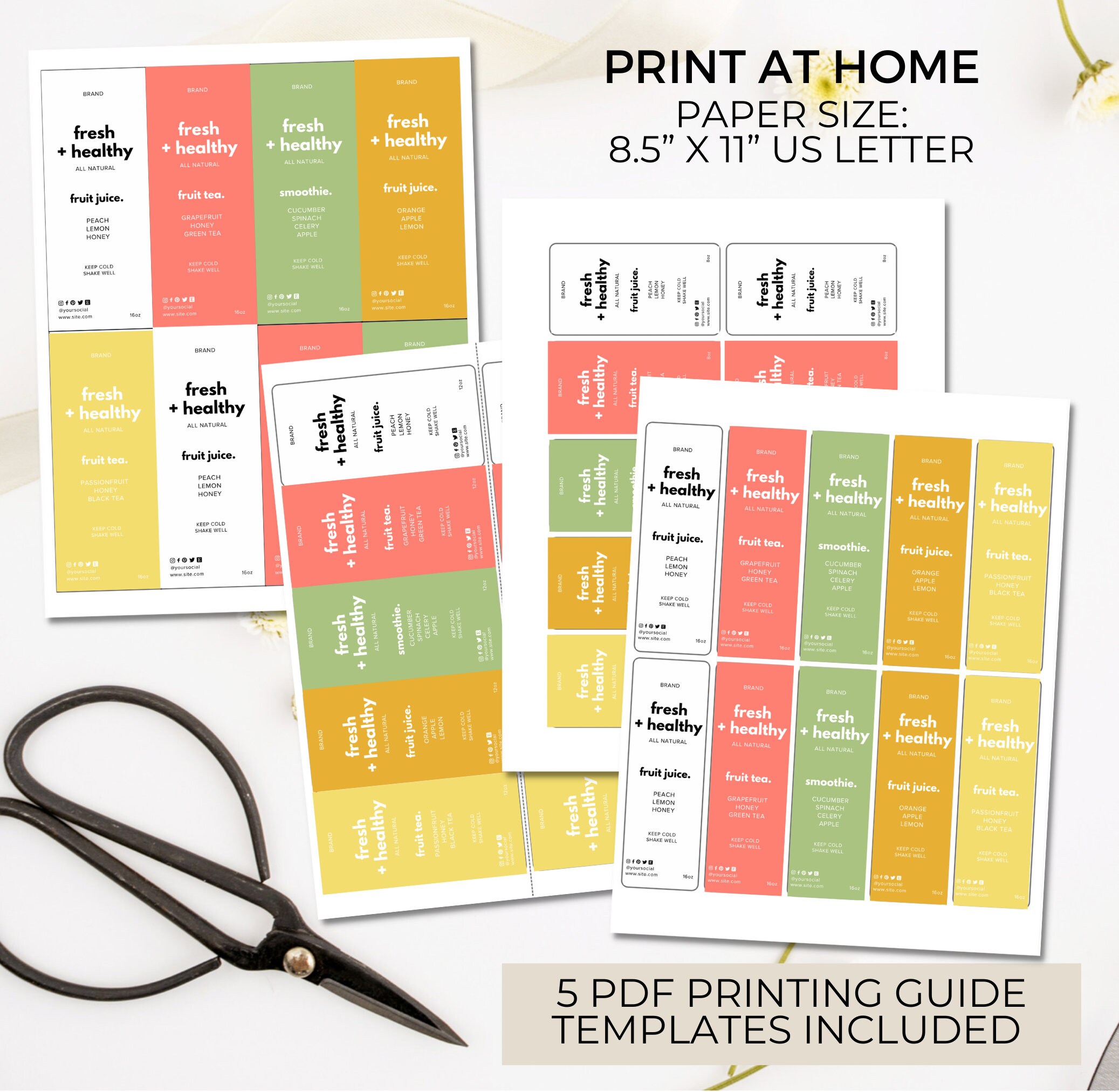 Editable Fruit Juice Bottle Labels Template Canva, Fresh Juice Label ...