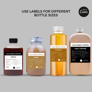 Cold Brew Coffee Bottle Labels Template Editable Canva, Juice Label ...