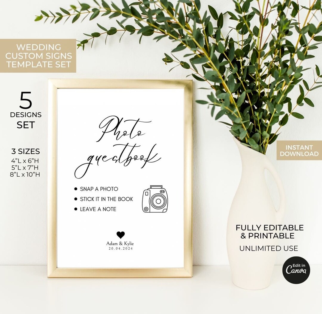 Editable Wedding Favors Sign Template Canva, Printable Guestbook ...