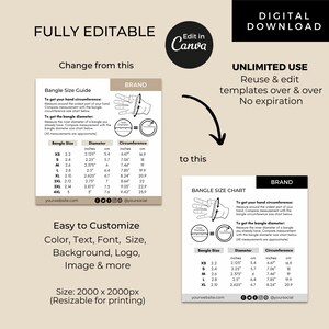 Editable Bangle Size Chart Template Canva, Printable Bracelet Size ...