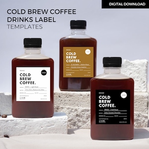 Editable Cold Brew Coffee Bottle Labels Template Canva, Drink Label ...