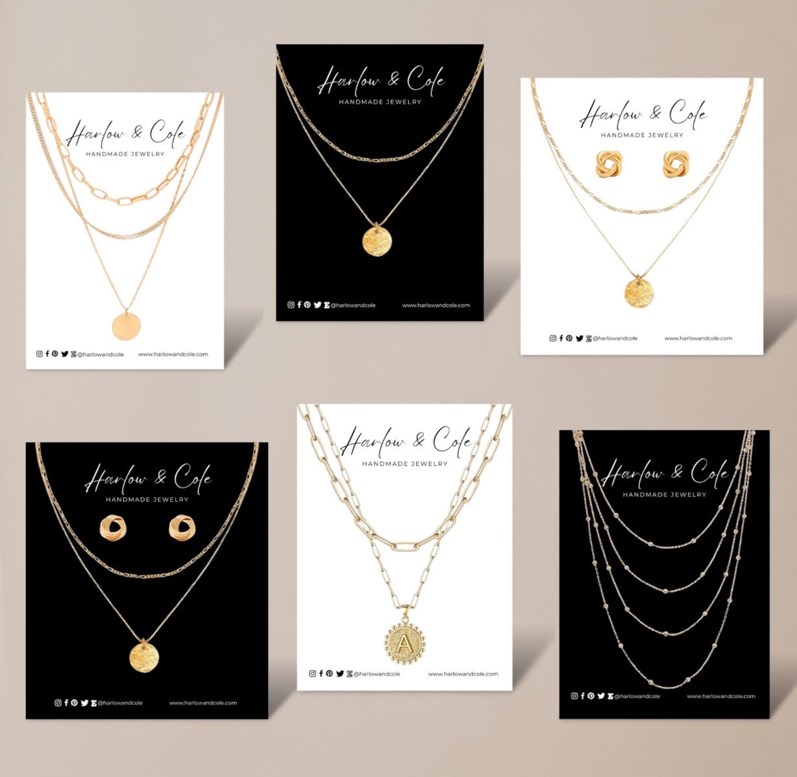 Necklace Display Card Template Set, Printable Necklace Cards Logo ...