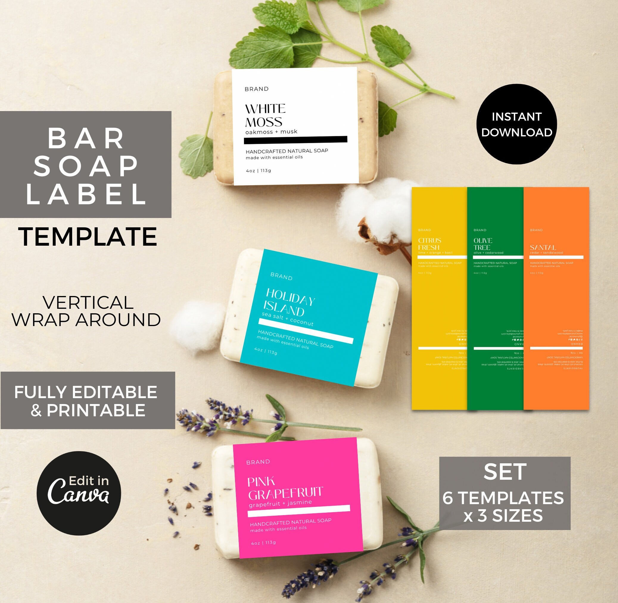 Editable Soap Label Template Canva Bar Soap Labels Printable - Etsy