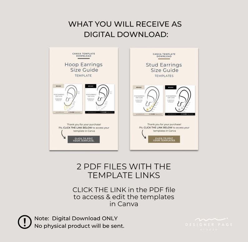 Editable Earrings Size Chart Template Canva, Printable Hoop Earrings ...