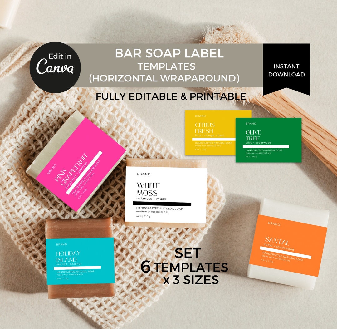 Editable Bar Soap Labels Template Canva, Soap Sleeve Labels Printable ...