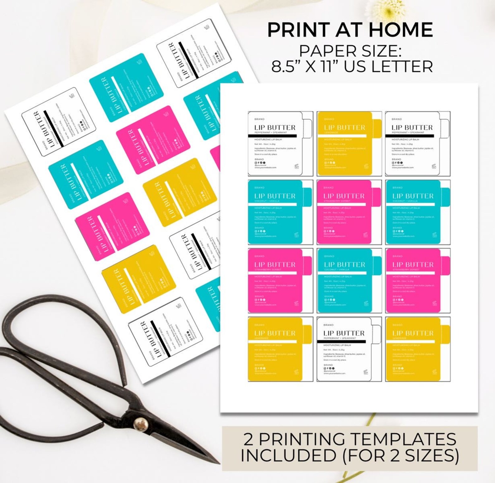 Editable Lipbalm Template Canva, Lip Balm Label Template, Printable Lip ...