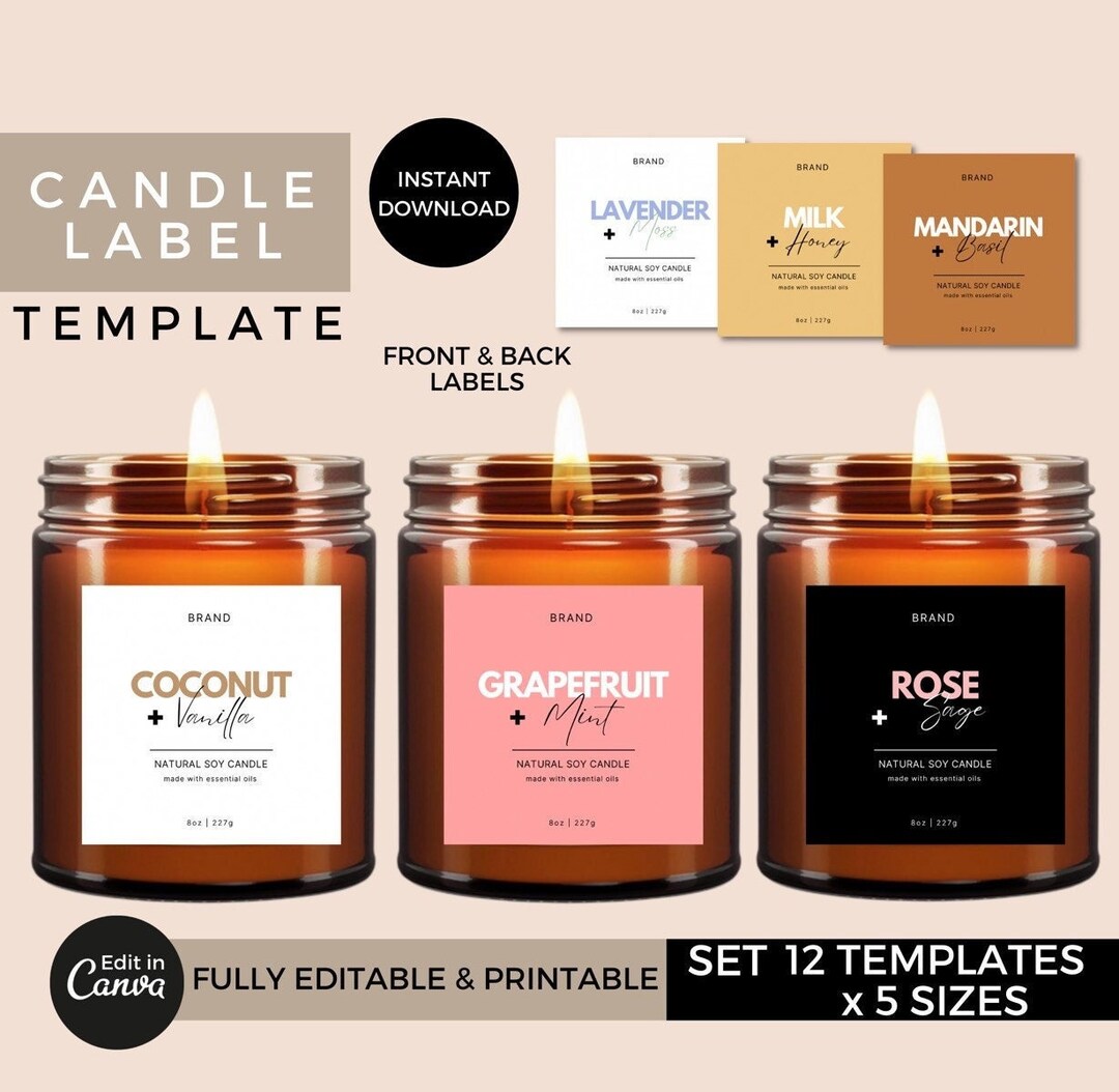 Editable Candle Label Template Canva Modern Candle Labels - Etsy